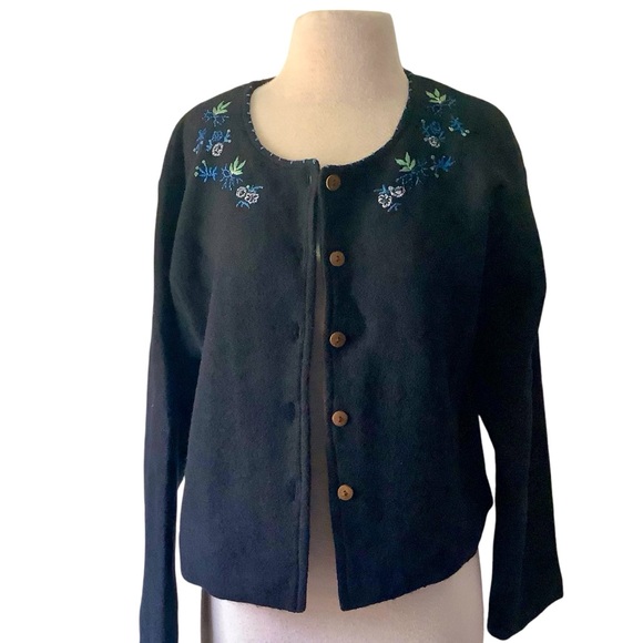 April Cornell | Jackets & Coats | Vintage April Cornell Black Wool ...